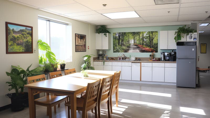 Motivational Empty Office Kitchen Stock Illustration - Illustration of ...