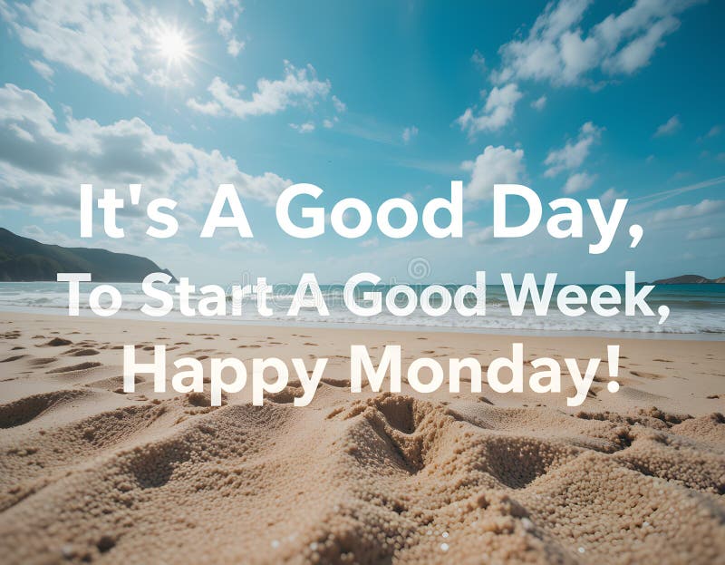Motivational Happy Monday Beach Scene Stock Illustration - Illustration ...