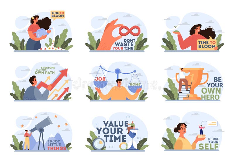 Motivational and Life-coaching Illustrations Set. Inspiring ...