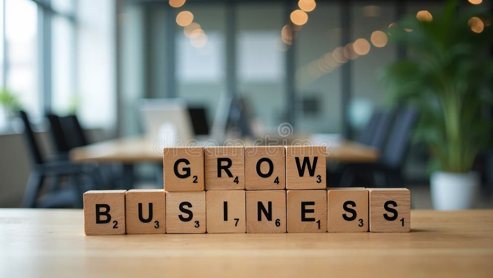 Motivational Message on Wooden Blocks in Modern Office Setting Stock ...