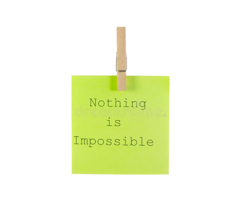 Green Nothing is Impossible Motivational Sticky Note with Clothespin ...