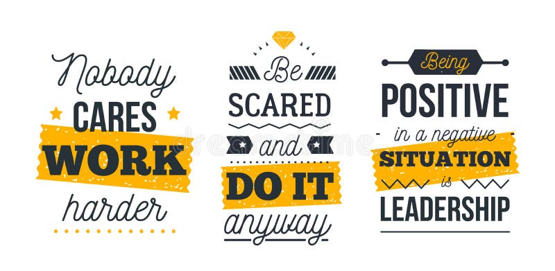 Motivational Poster Quote Set, Success Work Concept, Vector Flyer for ...