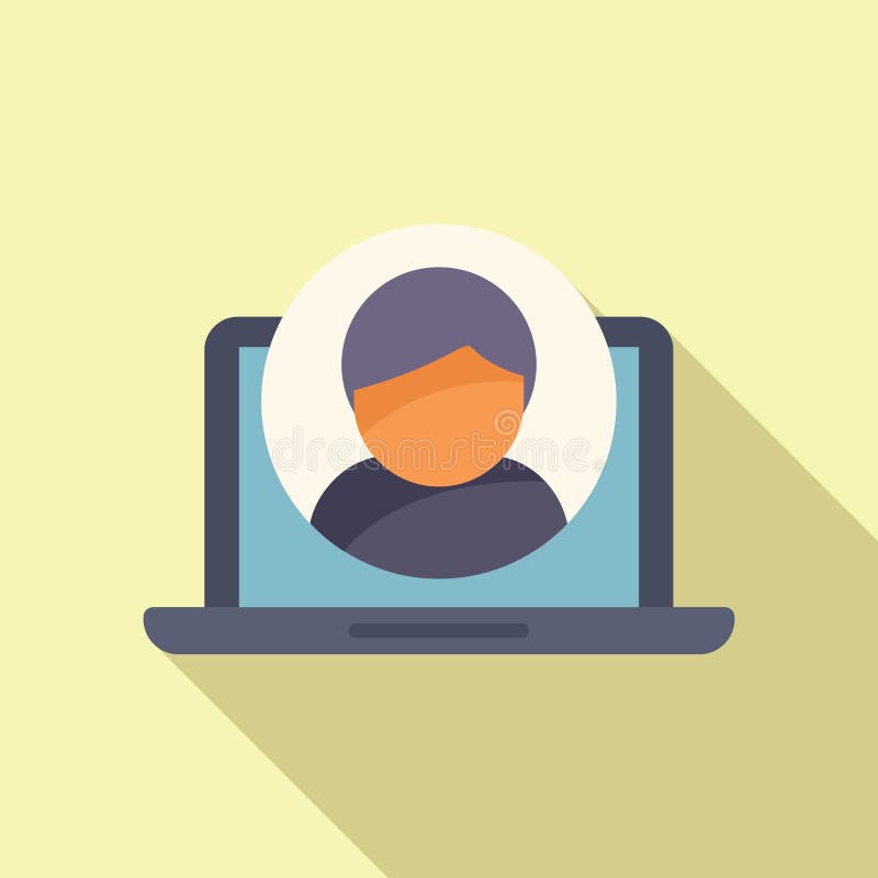 Motivational Speaker Online Laptop Call Icon Flat Vector. Training ...