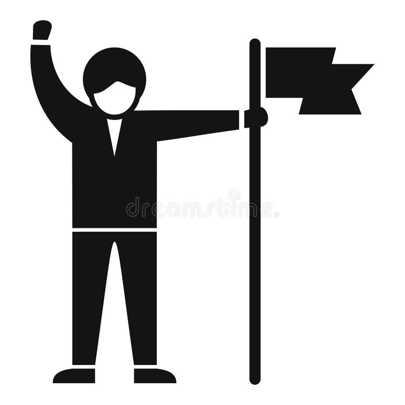 Motivational Speaker With Target Flag Icon Simple Vector Victory Orator Stock Vector