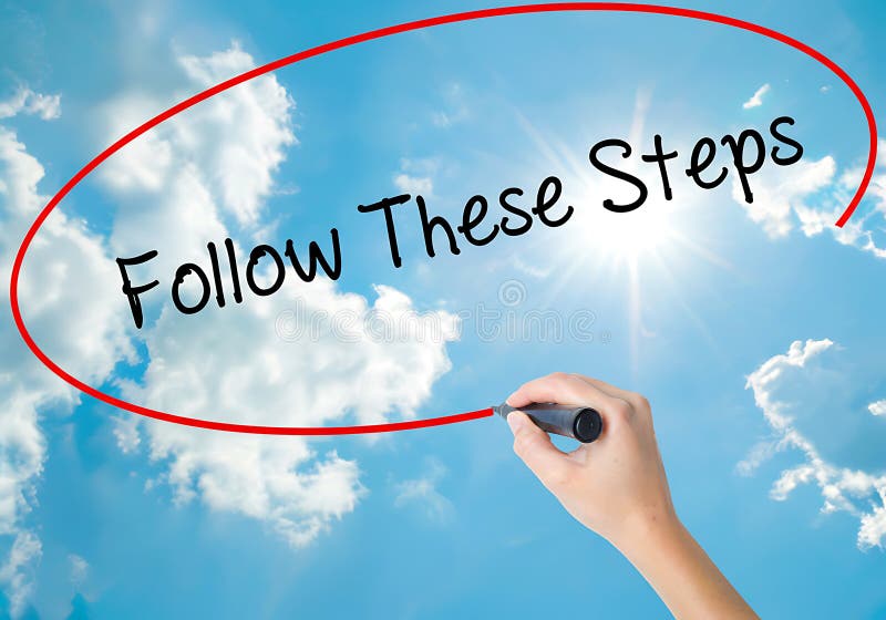 Motivational Step by Step Instruction Graphic with Sky Background Stock ...