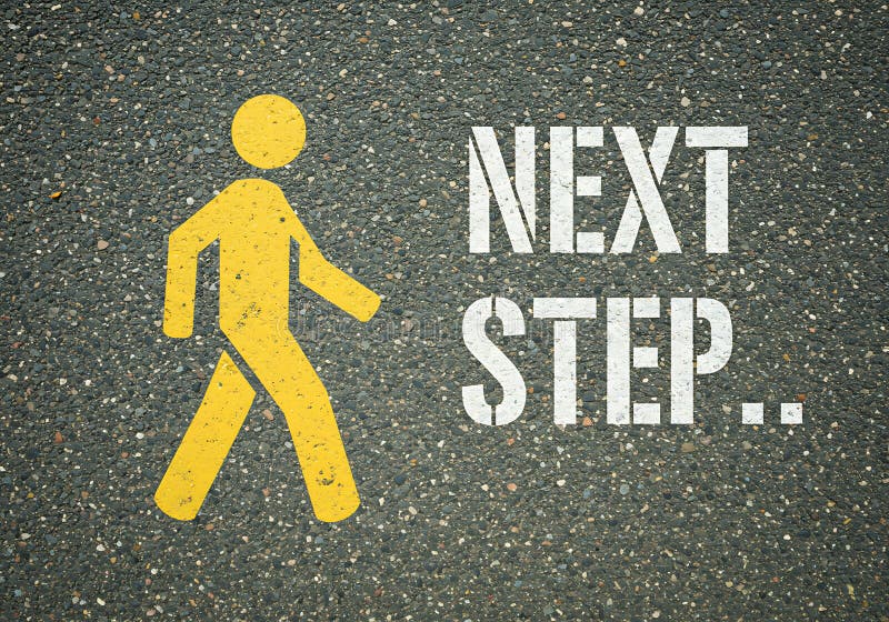 Motivational Street Style Yellow Pedestrian Symbol with Clear Next Step ...