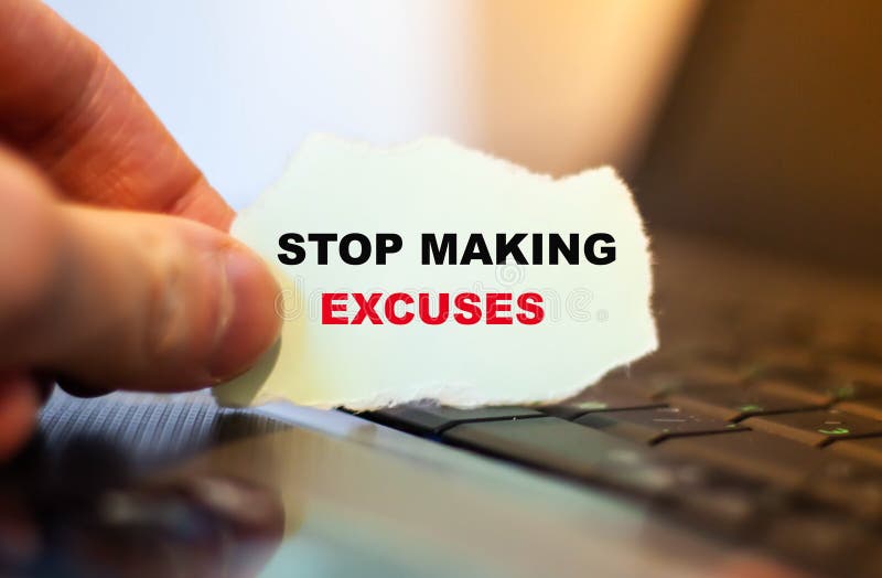 Motivational Text Stop Making Excuses on Paper on Notebook Background ...