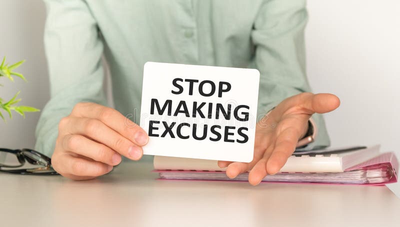 Motivational Text Stop Making Excuses on Paper on Notebook Background ...