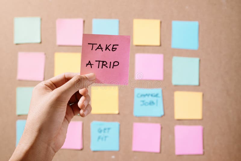 Motivational Word `Take a Trip` on Pink Card. Stock Image - Image of ...