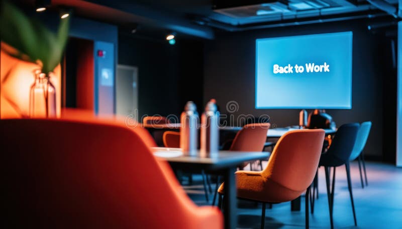 Motivational Workplace Setting Featuring Modern Chairs and Projector ...
