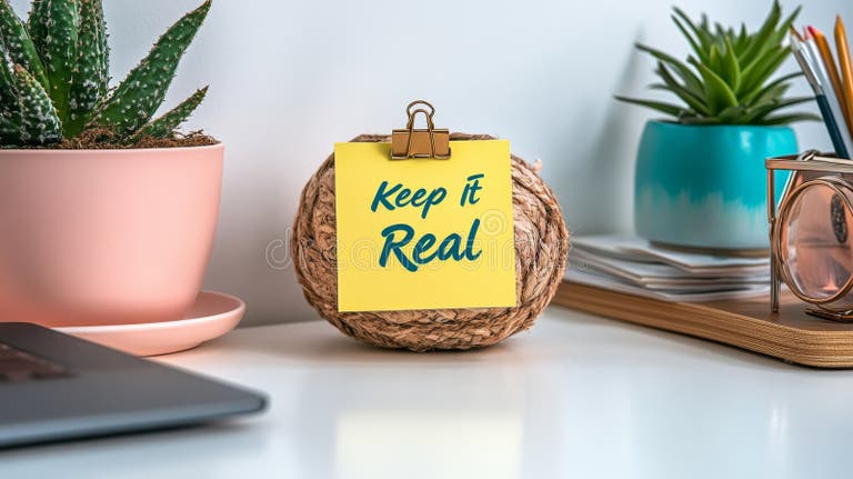 Motivational Workspace Keep it Real Note on Desk Organizer, Promoting ...