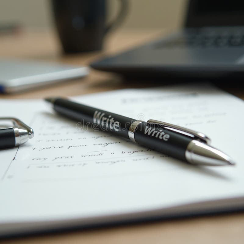 Motivational Write Pen on Office Desk Stock Illustration - Illustration ...