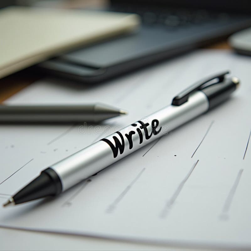 Motivational Write Pen on Office Desk Stock Illustration - Illustration ...