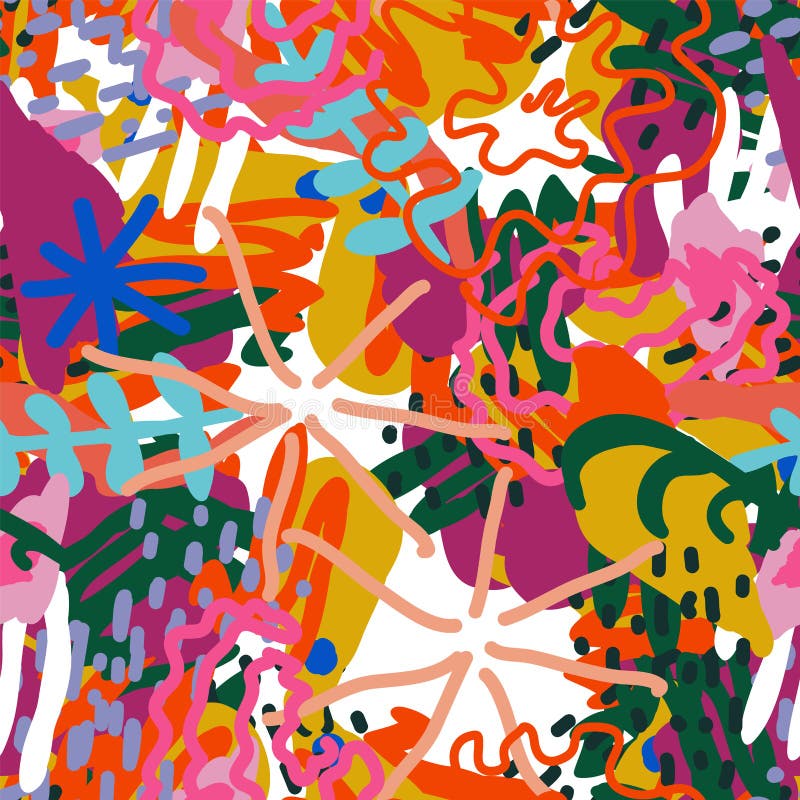 Motley Artwork Drawn Vector Seamless Pattern. Stock Vector ...