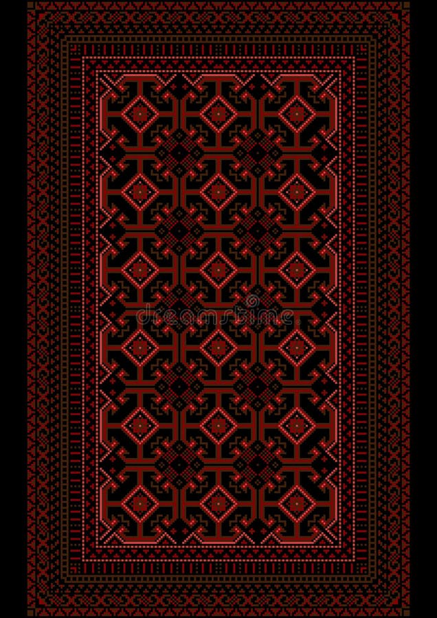 Motley Carpet with a Burgundy Pattern on a Black Background Stock ...