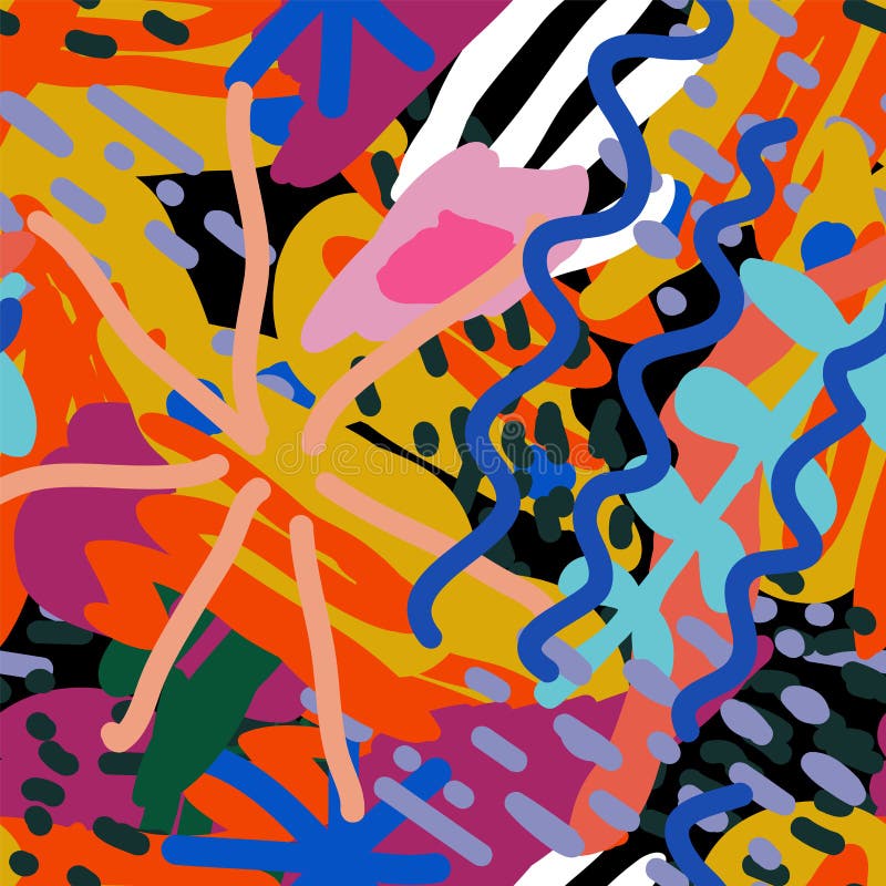 Motley Shape Art Vector Seamless Pattern. Fun Stock Illustration ...