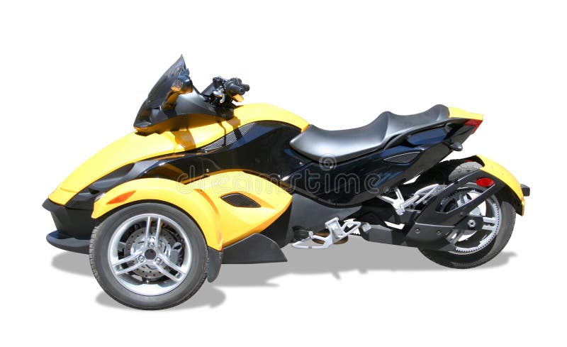 Moto à trois roues photo stock. Image du transport, jaune - 5990660