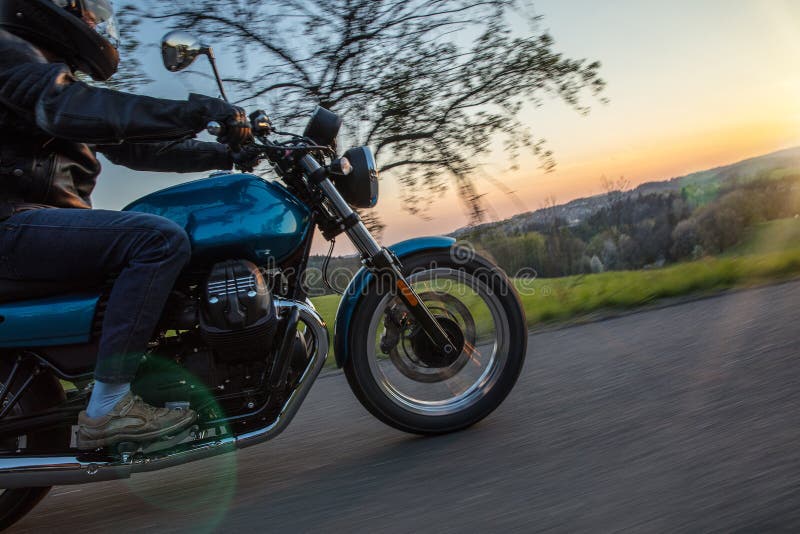 Moto Racer Riding on Forest Road. Stock Photo - Image of motorcycle ...