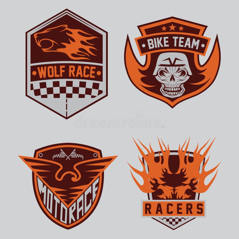 Moto Racing Emblem Set and Design Elements Stock Vector - Illustration ...