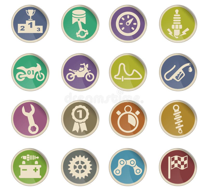 Moto racing icon set stock illustration. Illustration of medal - 88694239