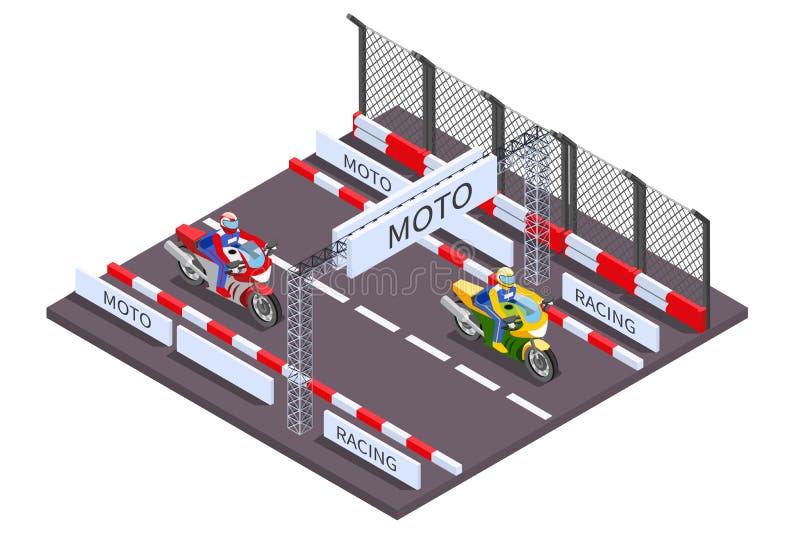 Moto Racing Isometric Composition Stock Vector - Illustration of ...