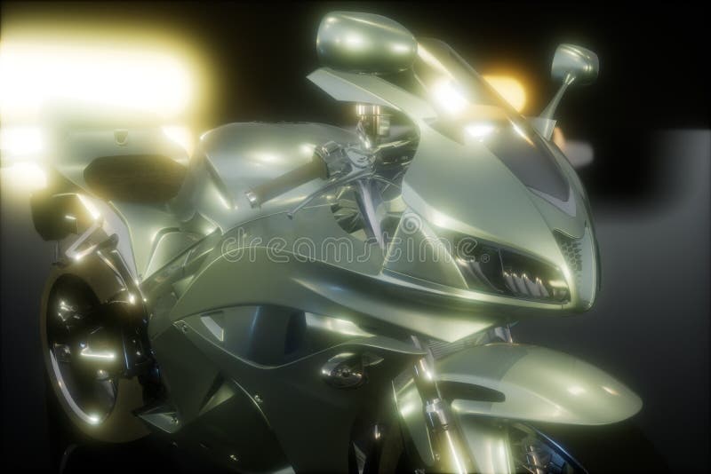 Moto Sport Bike in Dark Studio with Bright Lights Stock Photo - Image ...