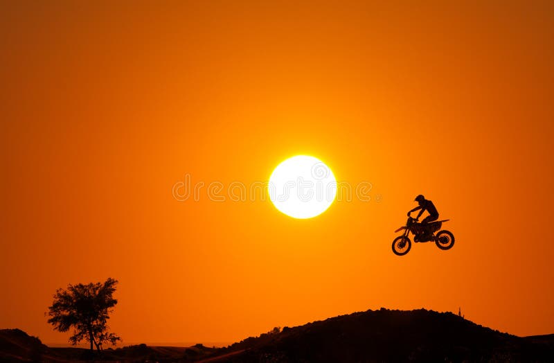 Moto x tree sunset stock image. Image of sport, moto, jumping - 1232175