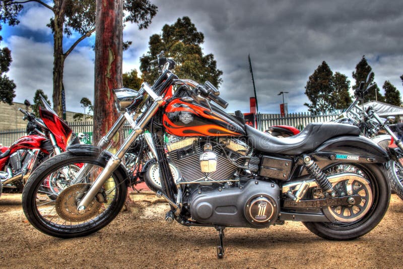 Motocicleta Construida Americana Pintada Aduana De Harley Davidson Foto ...