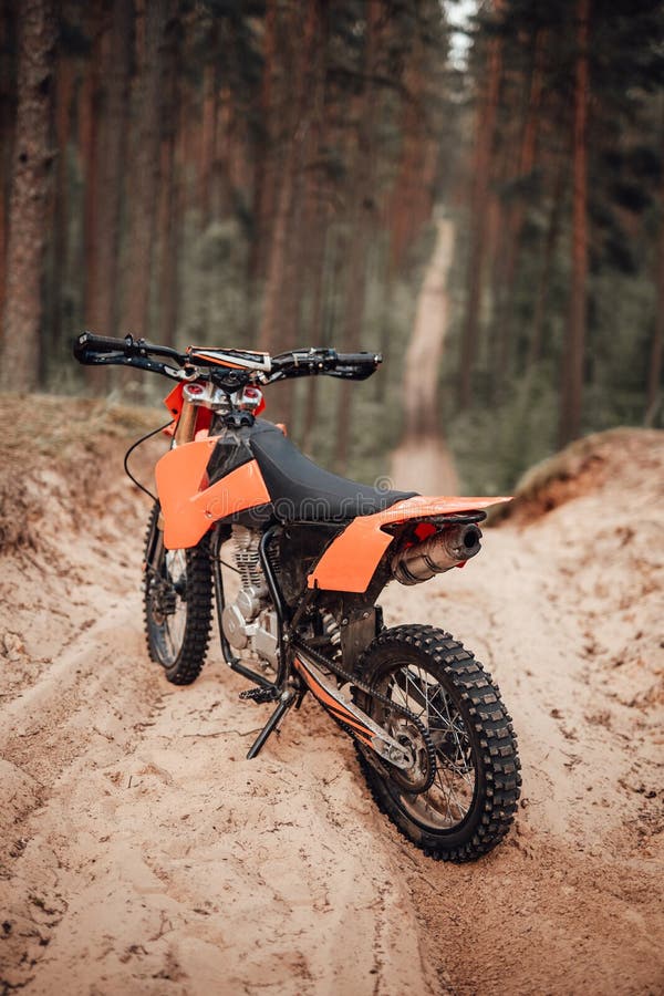 Motocross Bike on Sand in Forest Stock Photo - Image of offroad, cross ...