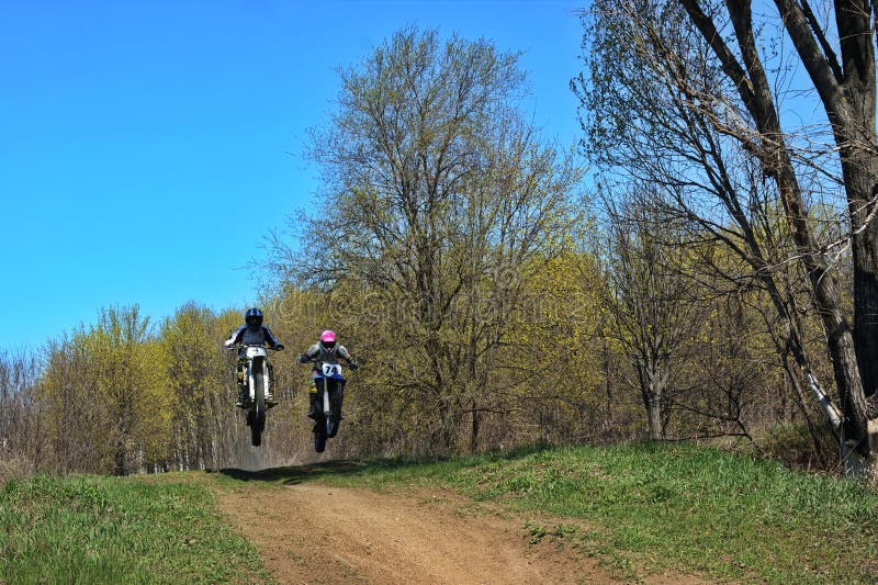 Motocross Driver in Action Accelerates a Motorcycle Editorial Photo ...