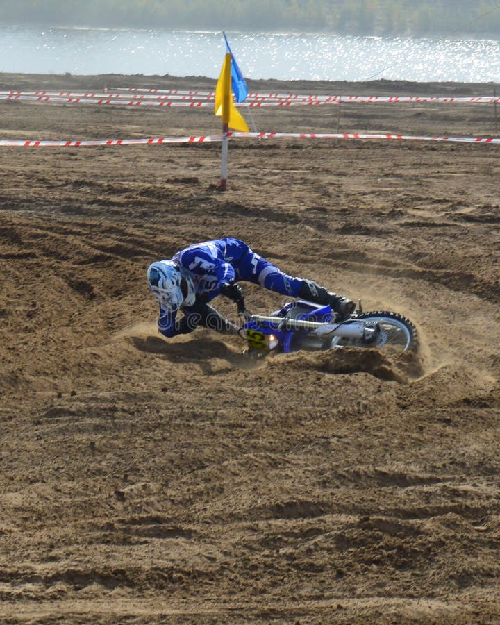 Motocross: passing a bend editorial photography. Image of landing ...