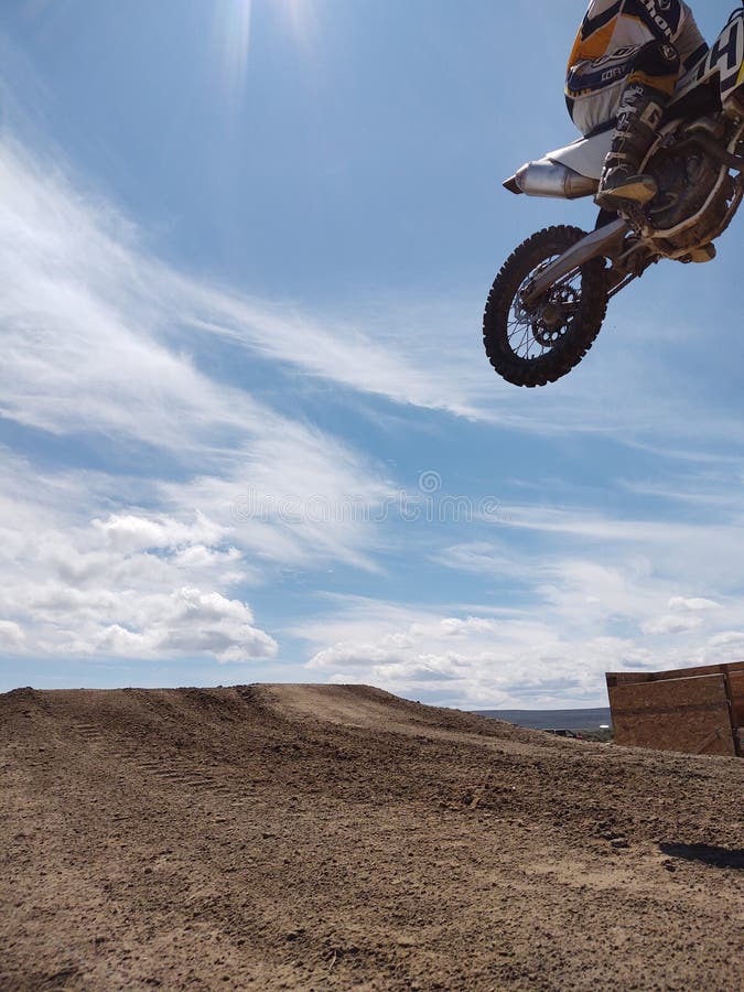 Motocross fly by stock photo. Image of airborne, copy - 182921138