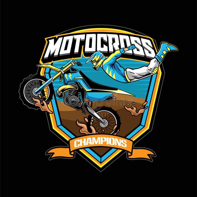 Motocross Extreme Sport Adventure Badge Vector Illustration Stock ...