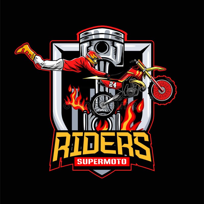 Motocross Extreme Sport Adventure Badge Vector Illustration Stock ...