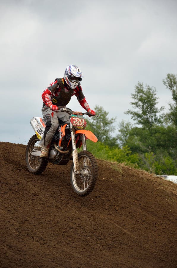 A Motocross Racer Lands on the Rear Wheel Editorial Stock Photo - Image ...