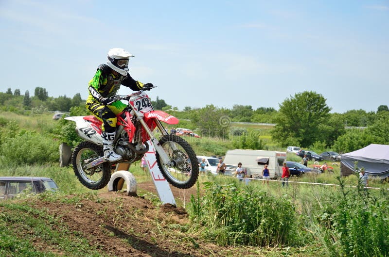 Motocross Racer First Corner after the Start Editorial Photo - Image of ...