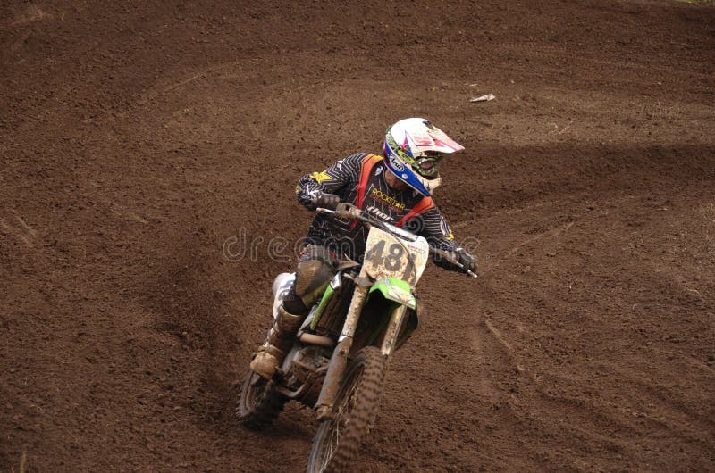 Motocross Racer First Corner after the Start Editorial Photo - Image of ...