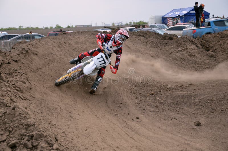 Motocross Racer First Corner after the Start Editorial Photo - Image of ...