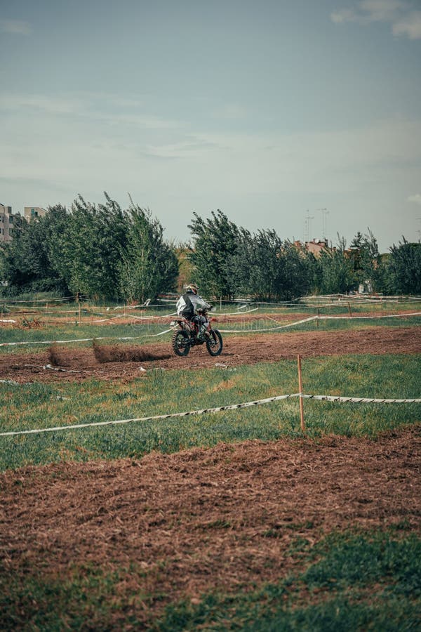 Motocross Rider in Action on a Dirt Track Surrounded by Greenery ...