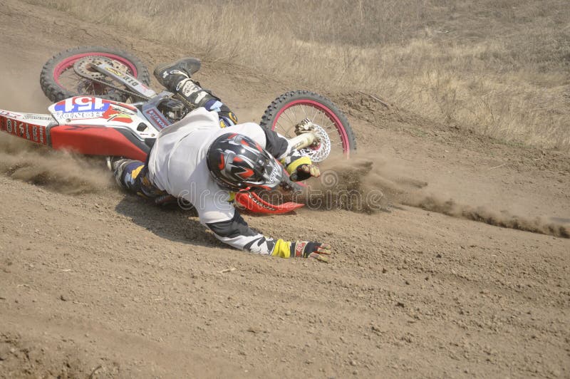 Motocross Rider Crash, Dusty Track Editorial Stock Image - Image of ...