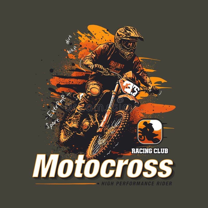 Motocross Rider on Dirt Track. Vector Illustration Stock Vector ...