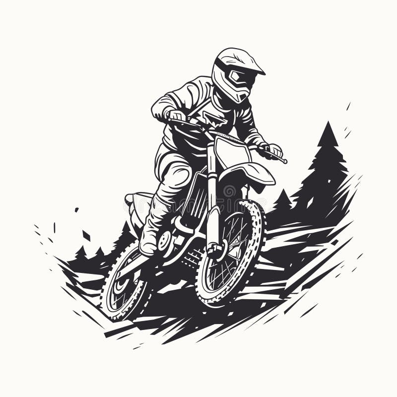 Motocross Rider on Mountain Track. Vector Illustration Stock Vector ...