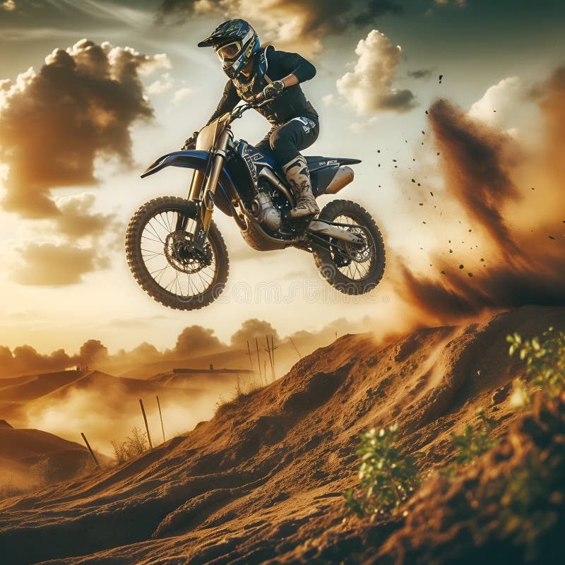 Motocross Rider Performing High Jump. Image Created Using AI. Stock ...