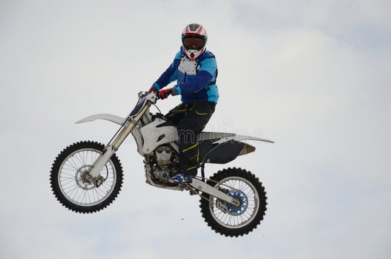 Motocross Rider Performs a High Jump Stock Photo - Image of person ...