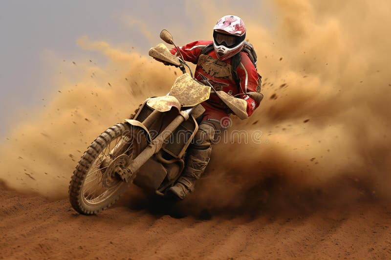 Motocross Rider on the Race in the Dust, Extreme Motocross Stock ...