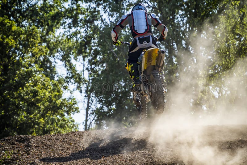 Motocross Rider on a Trail during a Training Stock Image - Image of ...