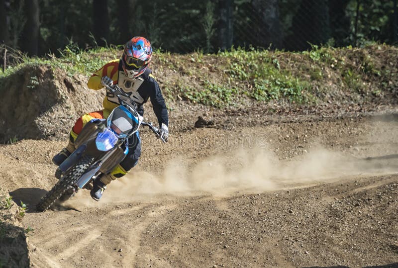 Motocross Rider on a Trail during a Training Stock Photo - Image of ...