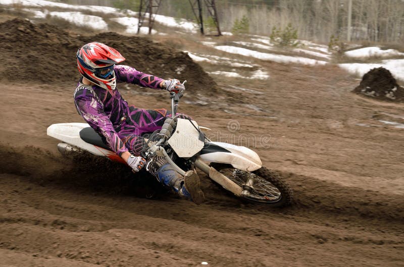 Rider Stuck in Deep Ruts Turning Sandy Track Stock Image - Image of ...