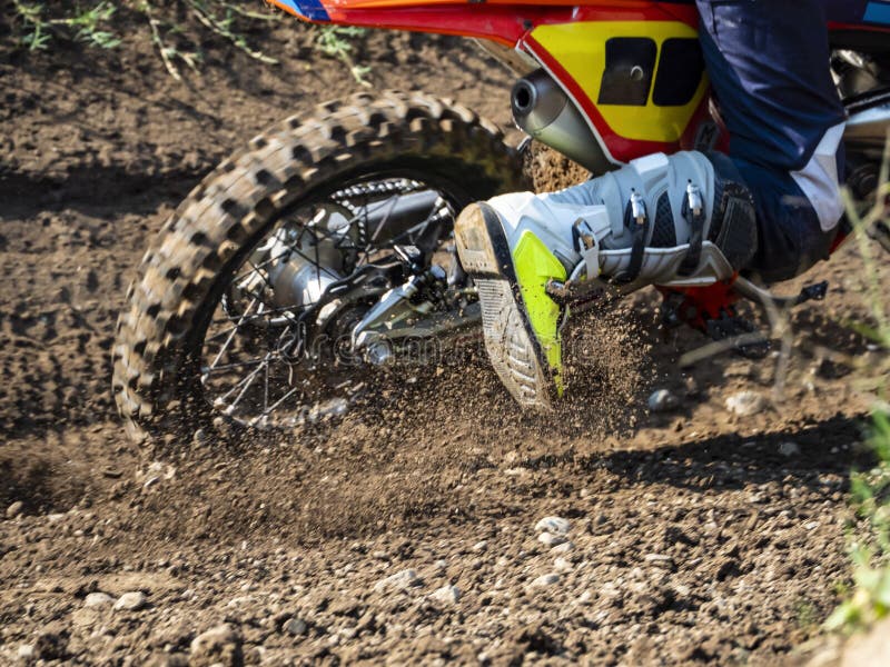 Motocross scene on a race stock image. Image of moto - 230011401