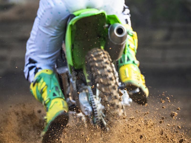 Motocross scene on a trail stock photo. Image of competition - 212713038